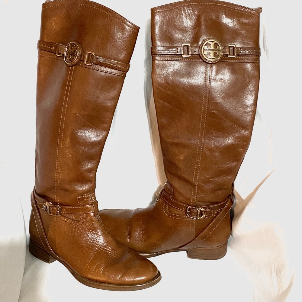 Tory Burch Brown Leather Calista Riding Boots - Gem
